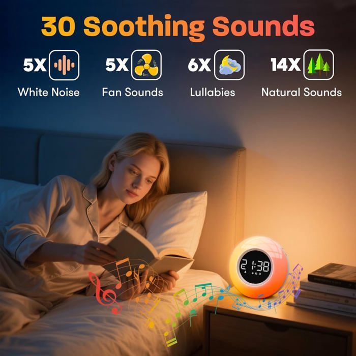 Réveil numérique pour enfants - TURBIX - Lampe intégrée - Snooze ...