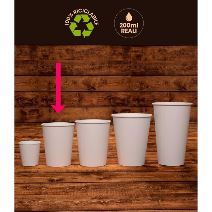 Lot De 100 Verres En Papier 200 Ml Écologiques Biodégradables Jetables ...