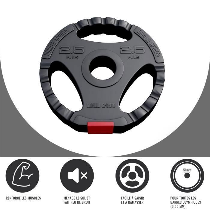 Disque musculation olympique avec poignées 50/51 mm - Cdiscount Sport