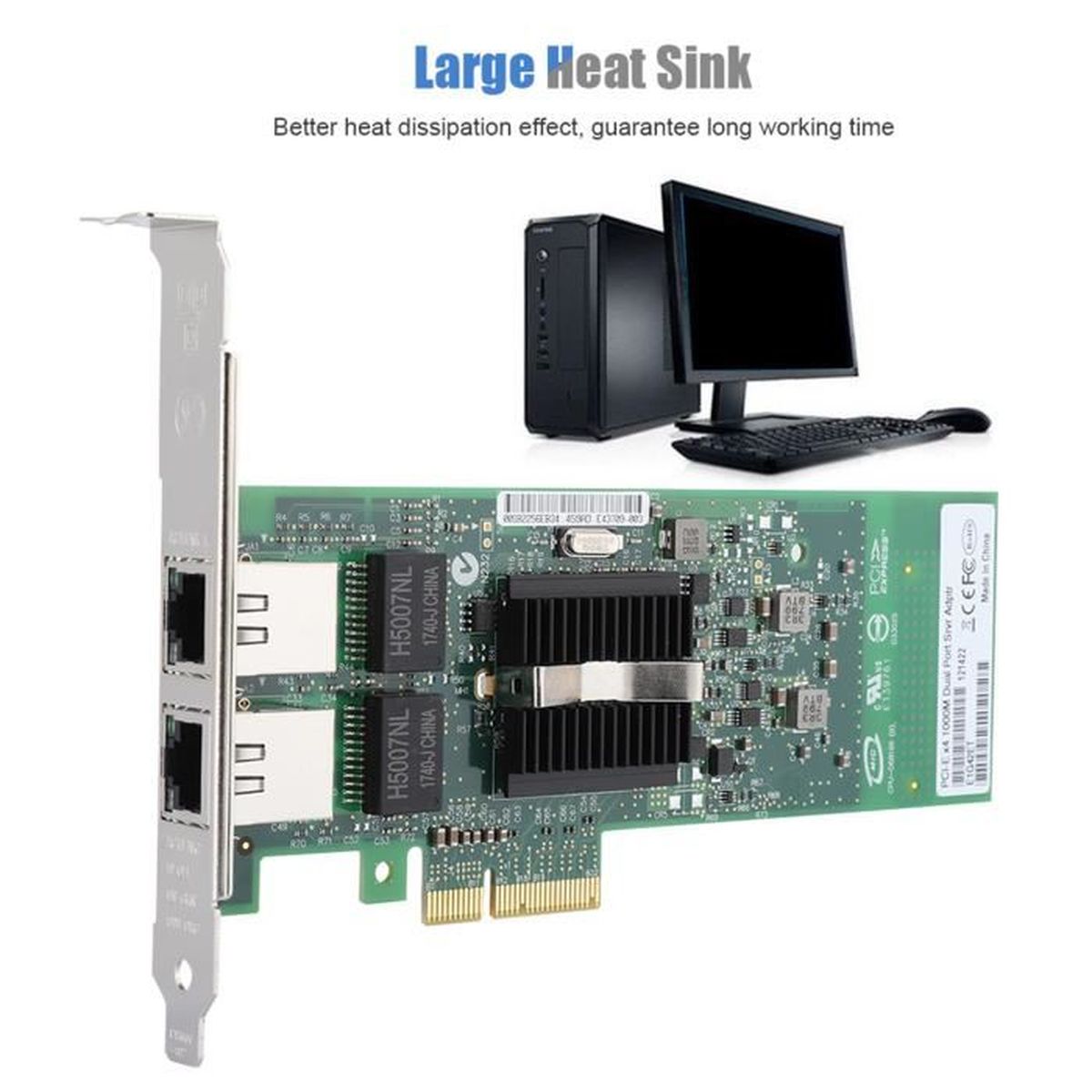 Carte pour Intel Carte Gigabit Ethernet, pour Intel 82576 PCI-E x4 Dual ...