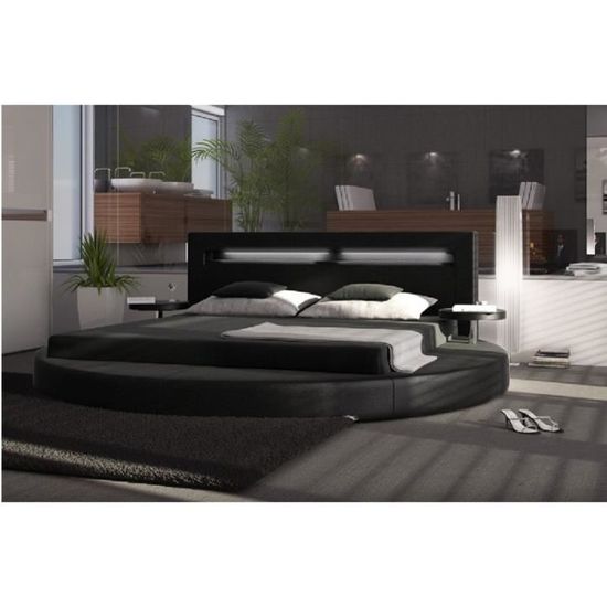 Lit Rond SONGE 3 180*200 cm Sommier Offert 180*... - Cdiscount Maison