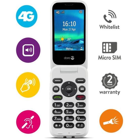 Téléphone Mobile 4G à Clapet pour Senior - Doro 6880 - Double écran ...