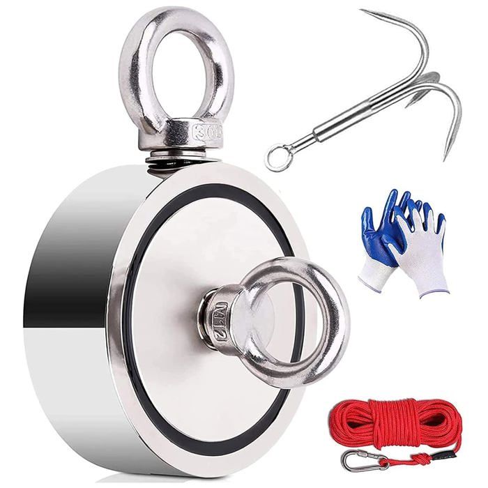 Peche a l'aimant Puissant Double Face Aimant de Peche 770kg 94MM ...