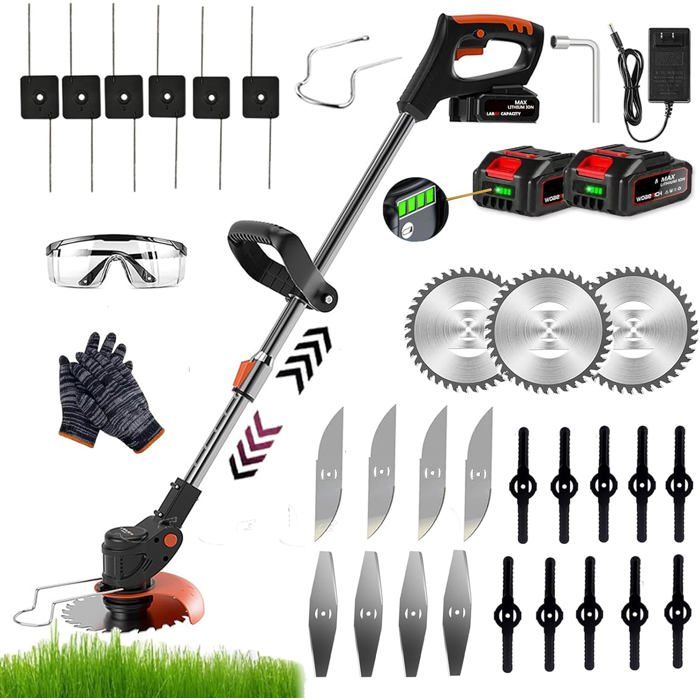 Débroussailleuses Electrique sans Fil,24v Coupe Bordure Débroussailleuse À Batterie Électrique ...