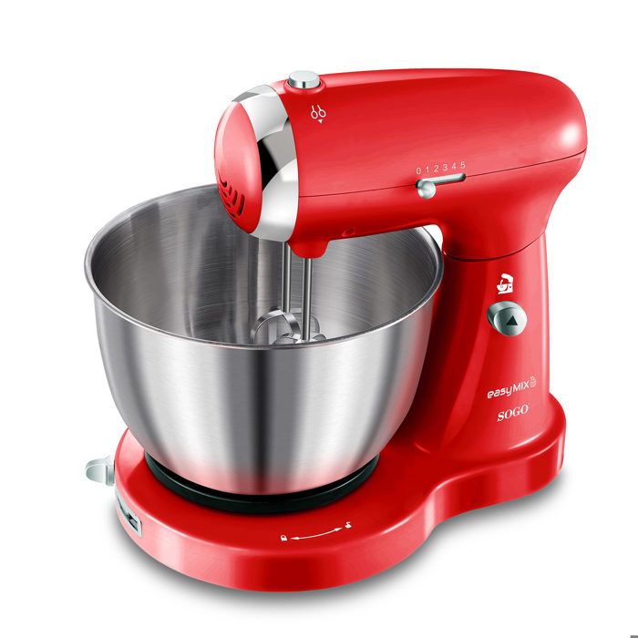 Mixeur batteur 3 en 1, bol rotatif 3.2L - 350w, rouge - Cdiscount ...