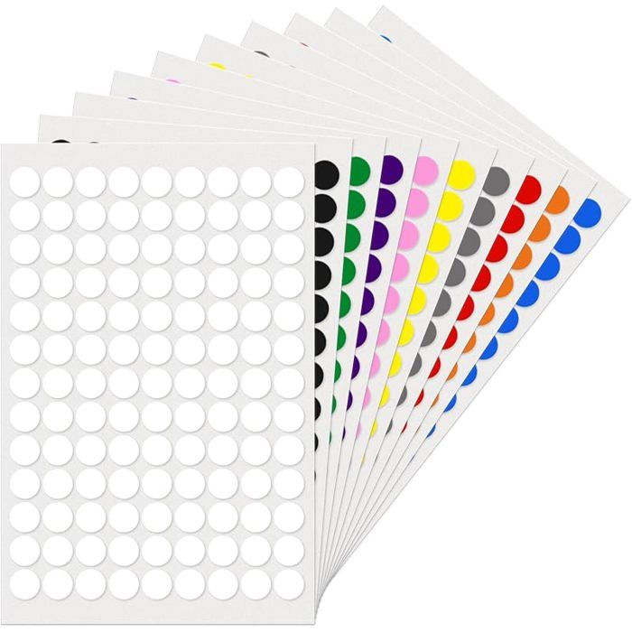 Lot de 1170 pastilles autocolntes rondes de 13 mm Colorées Pour ...