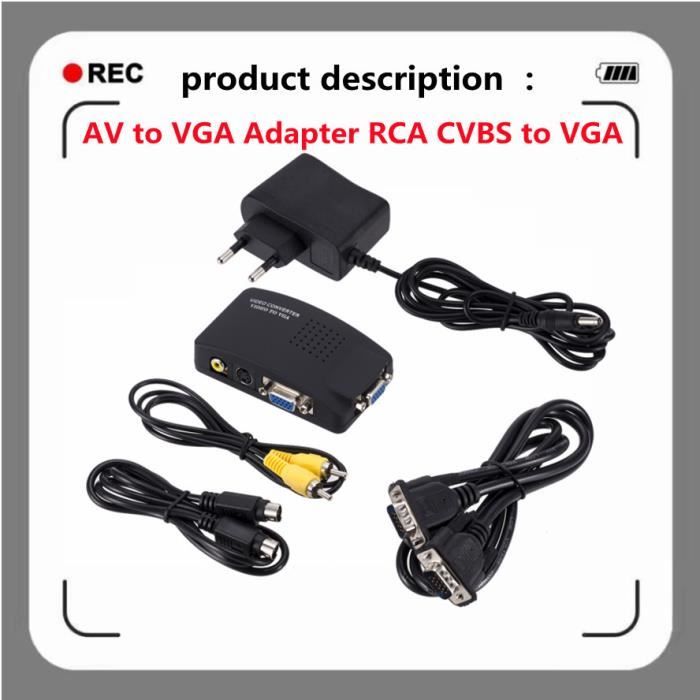 UE Adaptateur AV à VGA RCA CVBS à VGA convertisseur PC portable vidéo ...