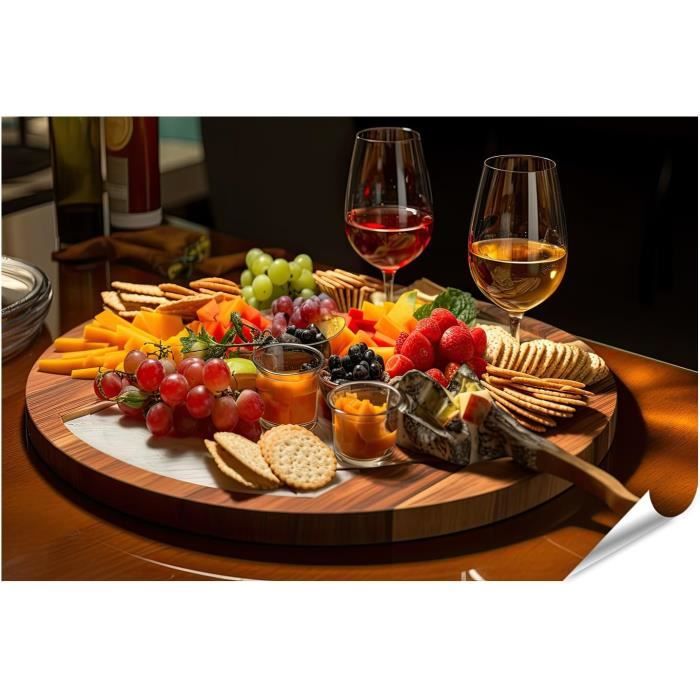 Jema-Pkl Poster Xxl Planche À Découper En Bois Fromage Fruits Plateau À ...