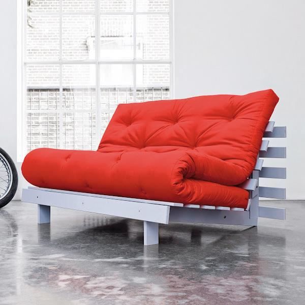 Convertible Roots 140 Gris futon rouge - Cdiscount Maison