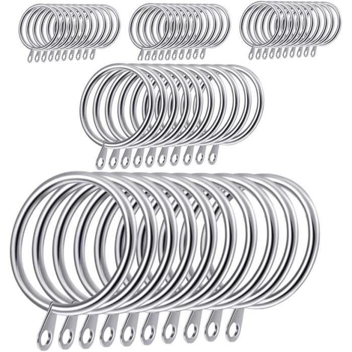 Anneaux de Rideaux en métal avec Oeillets 50 Pack Argent Anneaux de ...