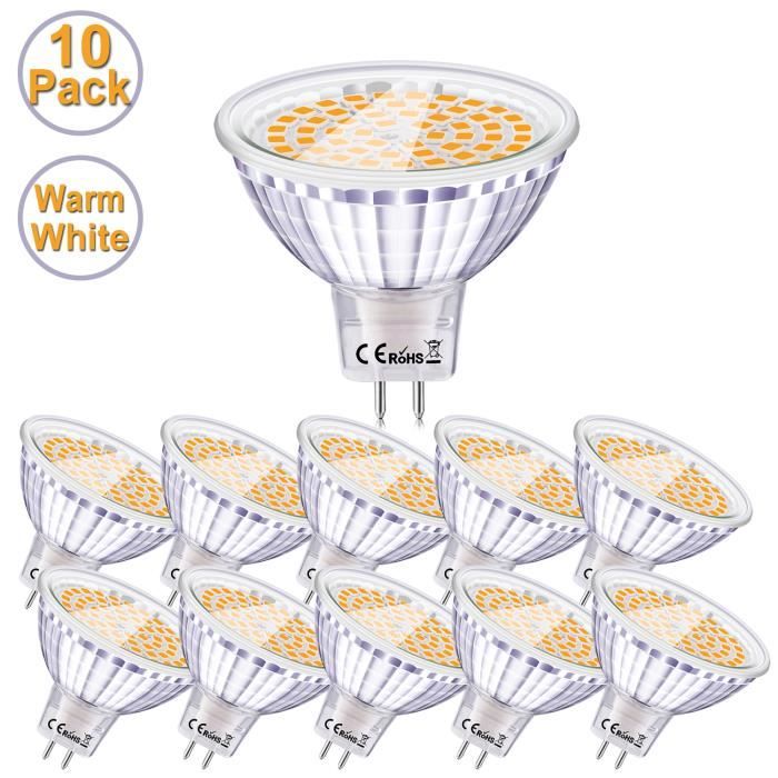 Eofiti 6W MR16 LED 12V Blanc Chaud 2700K Spot GU5.3 Equivalent à 50W ...
