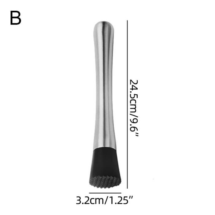 Argent 24.5x3.2cm - Pilons à Cocktail en acier inoxydable avec tête en ...