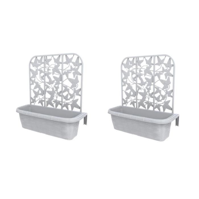 Set de 2 jardinières de balcon en plastique "Rondine" - Blanc - L 60 x ...