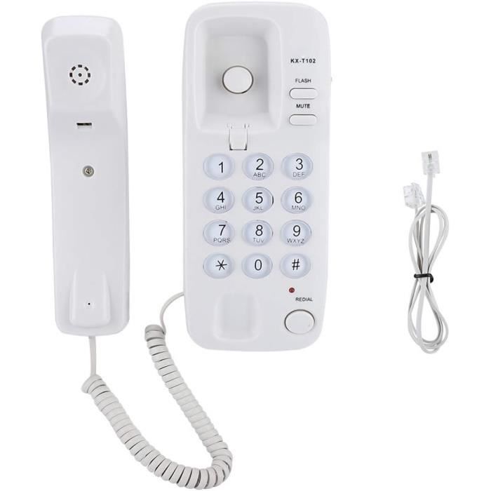 Téléphone Fixe Mural,Pas D'Affichage De L'Identification De L'Appelant Téléphone Fixe Filaire ...