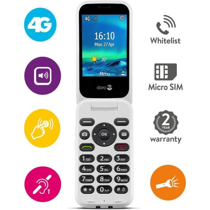 Téléphone Mobile 4G à Clapet pour Senior - Doro 6880 - Double écran ...