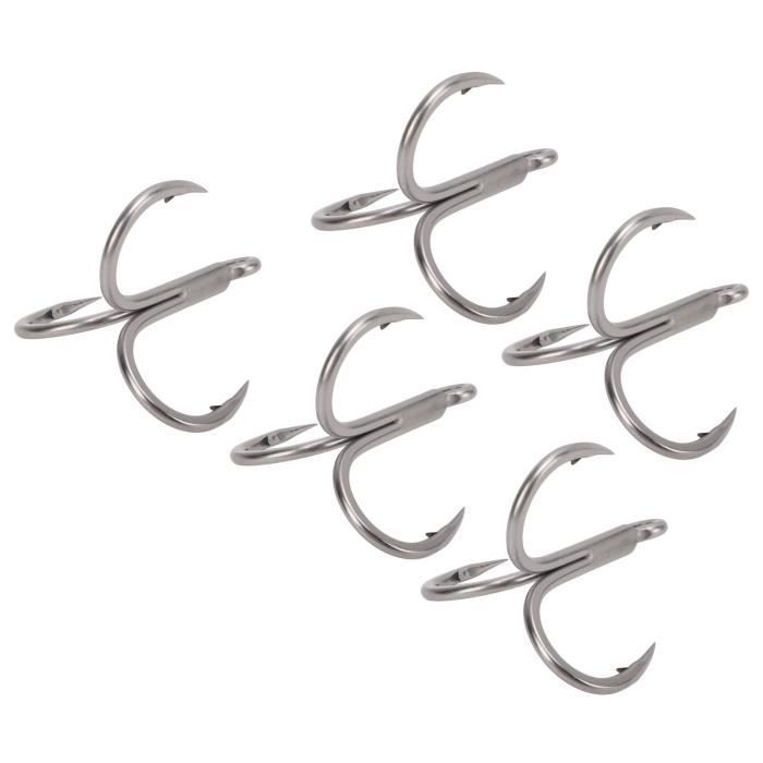Fafeicy Hameçons aigus en acier 5 pièces hameçons triples en acier à ...