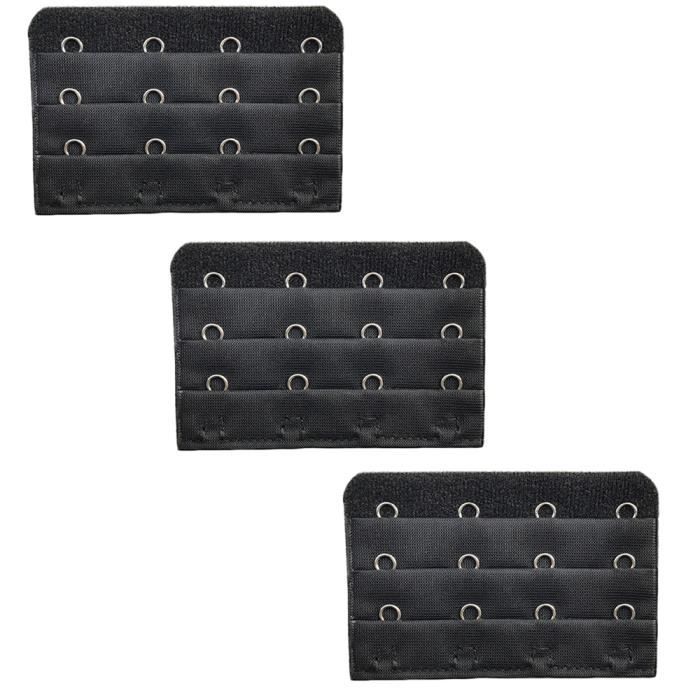 DAMILY® Lot 3 de rallonges noires extension soutien gorge - Largeur 75MM - Avec 4 crochets ...