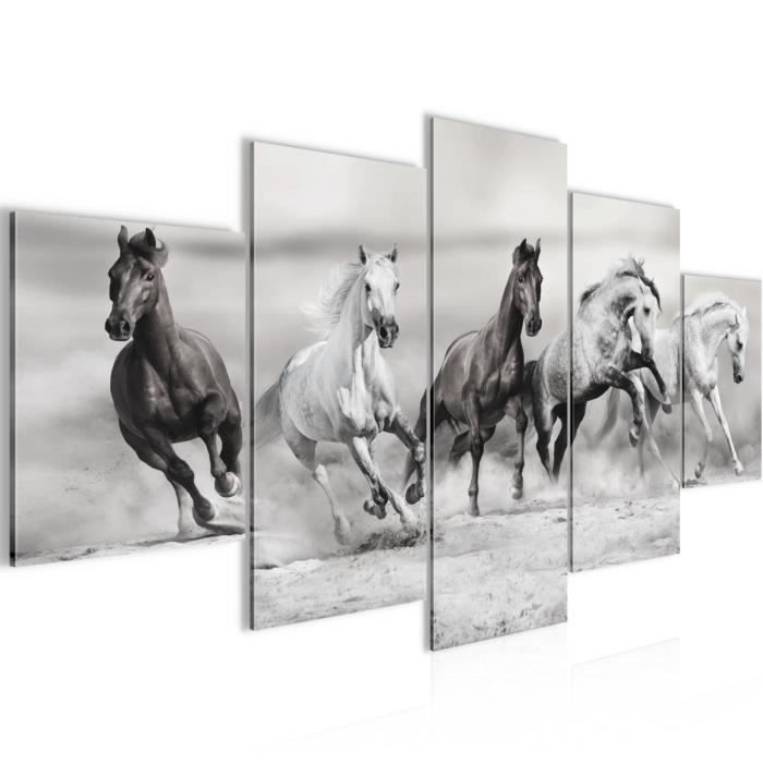 Runa art Tableau Décoration Murale Chevaux 150x75 cm - 5 Panneaux Deco ...