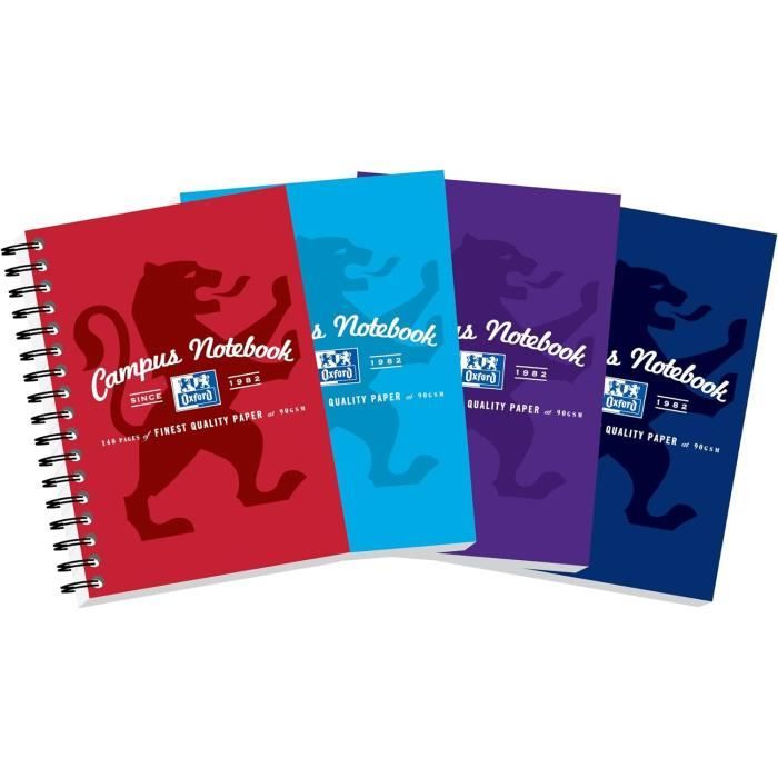 Oxford Campus Lot de 10 carnets de notes à spirale Couleurs assorties ...