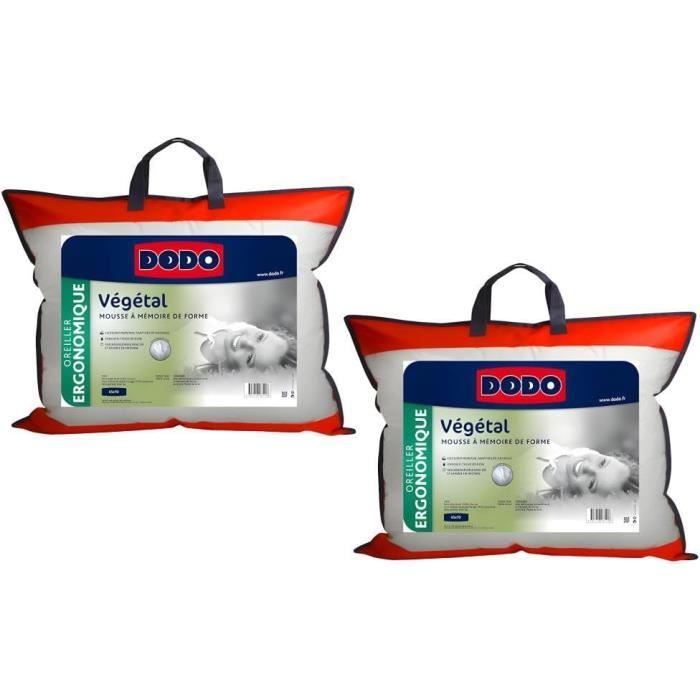 DODO - Lot de 2 oreillers ergonomiques à mémoire de Forme - 45x70 cm ...