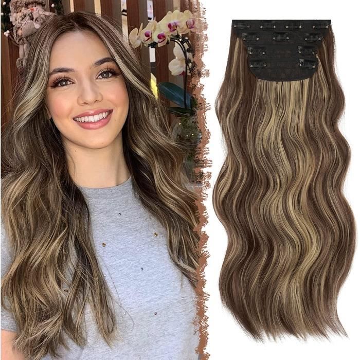 FESHFEN Extension a Clip Cheveux Naturel, 50 cm Extension Cheveux ...