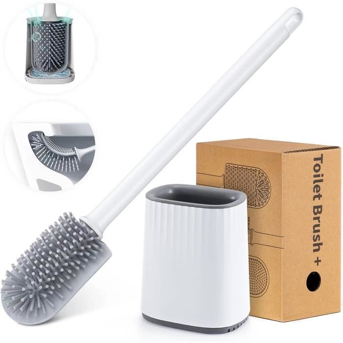 Brosse De Toilette, Brosse Wc 3 En 1 Avec Support Silicone Nettoyage En Profondeur Ensemble De ...
