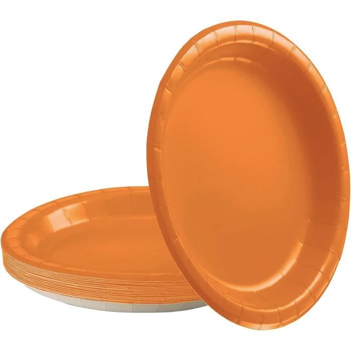 Lot De 16 Assiettes En Carton Orange Jetables De 22,9 Cm Pour Enfants ...