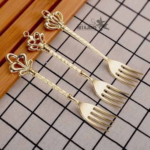 FOURCHETTE DE TABLE,Gold--Mini fourchette pour Gâteau Melon, dessert de ...