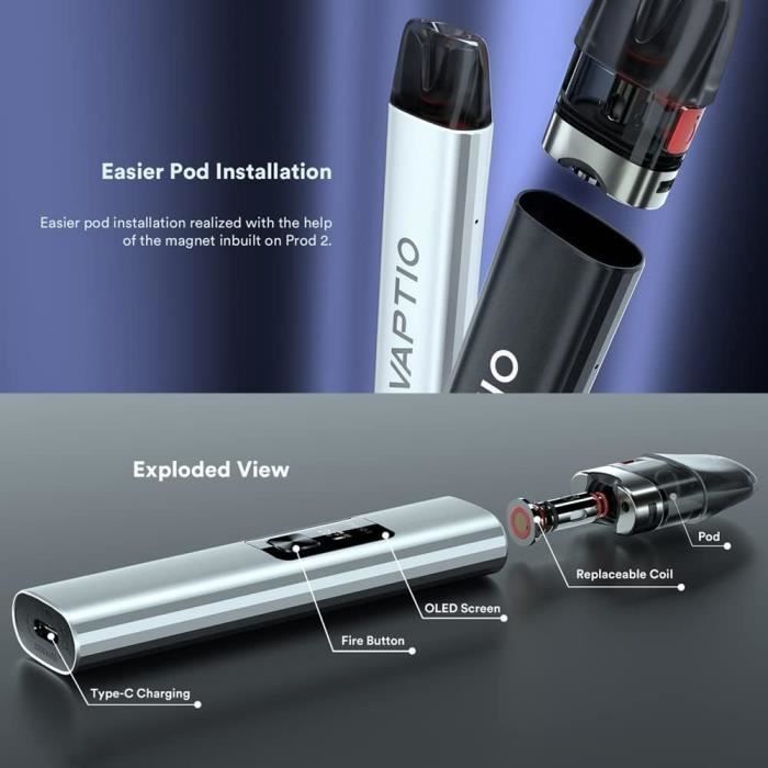 Vaptio Prod 2 Kit 1000mAh 25W Box Mod Batterie 2.0ML Cartouche ...