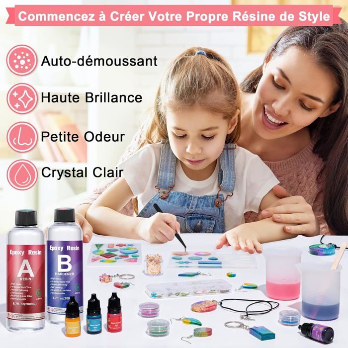 Resine Epoxy Transparente 2 parties 400ml, Kit Complet avec Moule ...