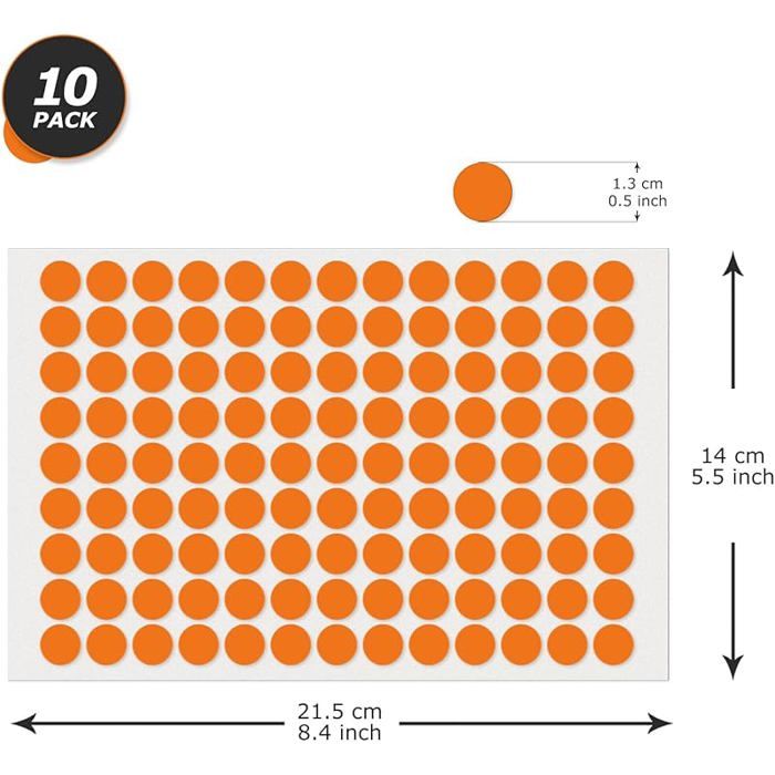 Lot de 1170 pastilles autocolntes rondes de 13 mm Colorées Pour ...