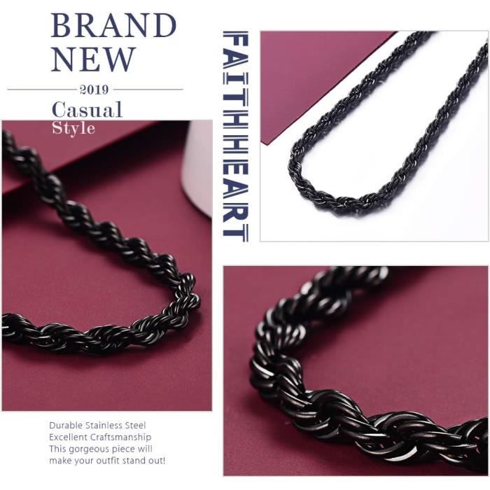 Chaîne Acier Inoxydable Homme Femme Chaine Corde Tressée Twisted Pour ...