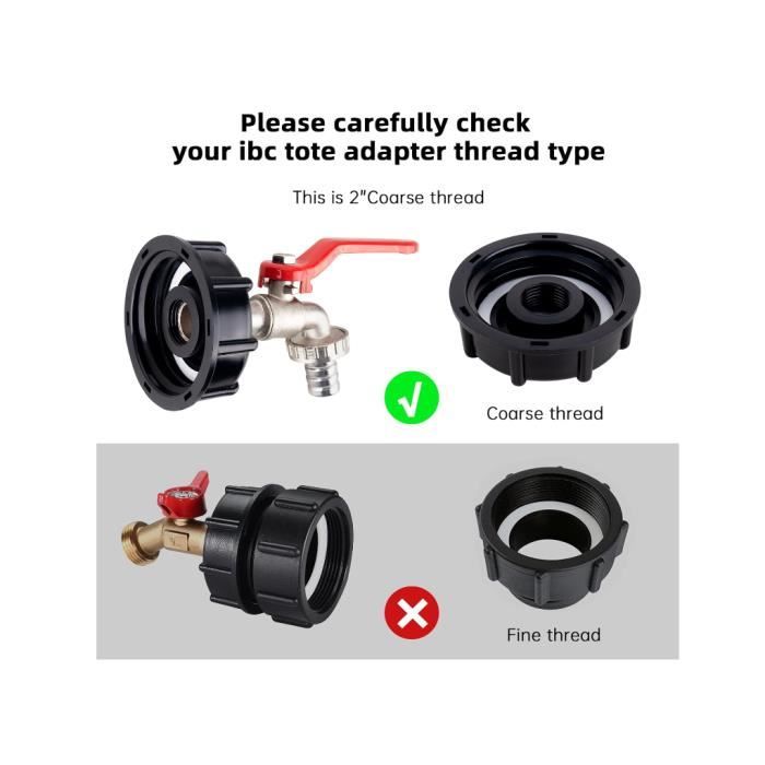 Cuve 1000L Robinet avec raccord de tuyau 1/2"Adaptateur de Réservoir en Alliage d'aluminium de ...