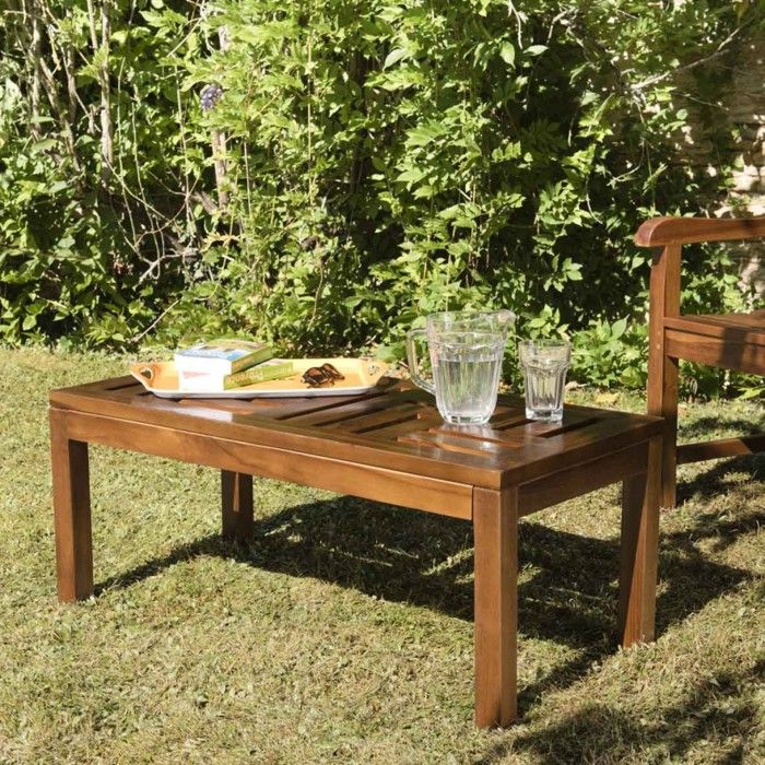 Table Basse De Jardin En Teck "troxi" 100cm Naturel - Paris Prix Marron ...