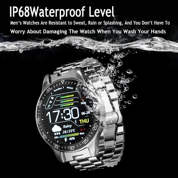 Montre Connectée Pour Homme - Avec Pression Artérielle - Oxygène - Écran Tactile - Étanche Ip68 ...