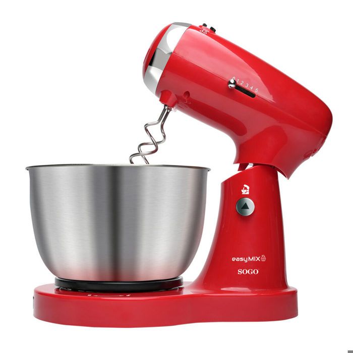 Mixeur batteur 3 en 1, bol rotatif 3.2L - 350w, rouge - Cdiscount ...