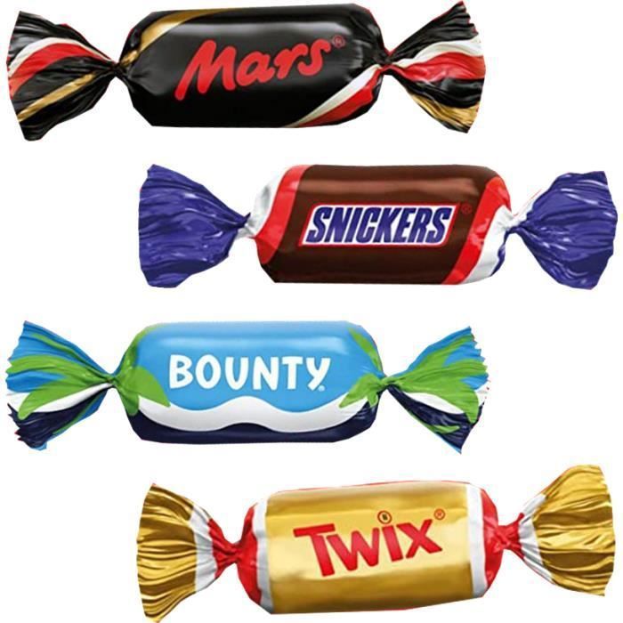 Assortiment de bonbons au chocolat MARS, SNICKERS, BOUNTY, TWIX ...