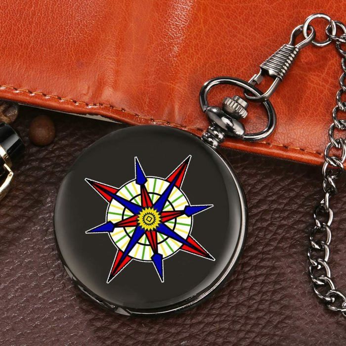 Montre De Poche Motif Boussole Flèche Plaqué Noir Poli Chiffre Arabe ...