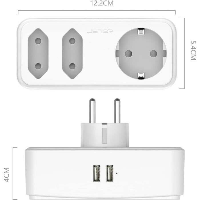 Prise Multiple Usb 5 En 1 Bloc Multiprises Usb Secteur 3 Prises Avec 2 ...