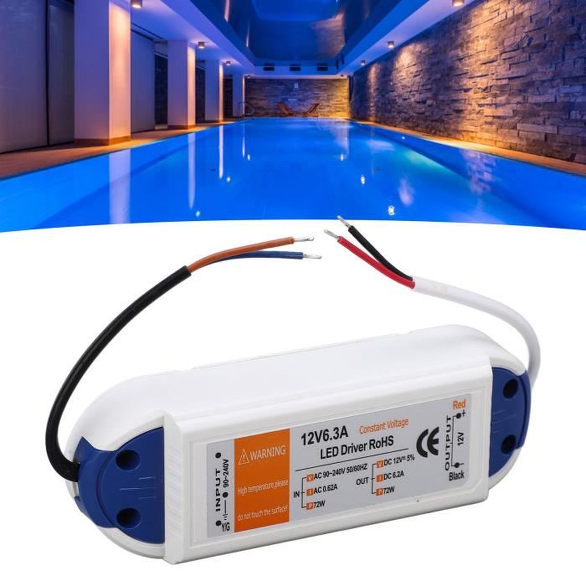 ESTINK Pilote LED Driver LED 6.2A 72W AC90‑240V à 12V Transformateur d ...