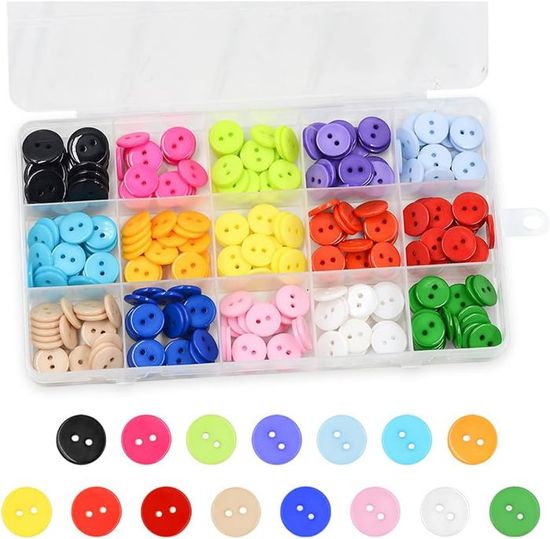 300pcs Boutons Mercerie Couleur Mix 15 Couleurs Pince Bouton Pression ...