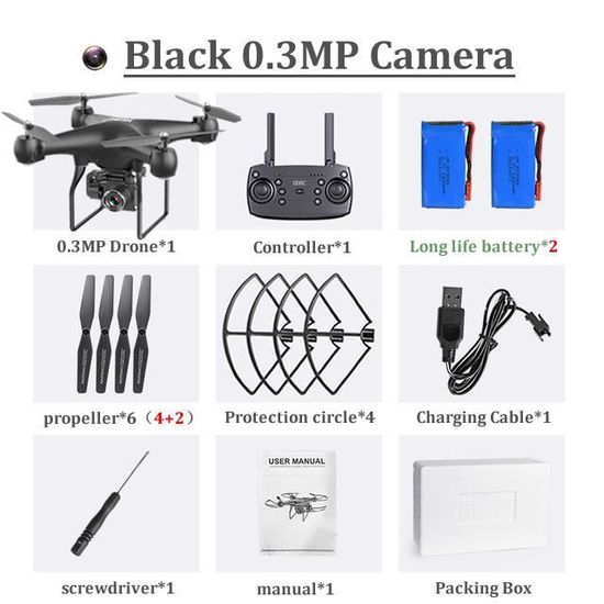 Caméra 0.3MP2B Noir - Drone RC FPV quadrirotor UAV avec caméra ESC ...