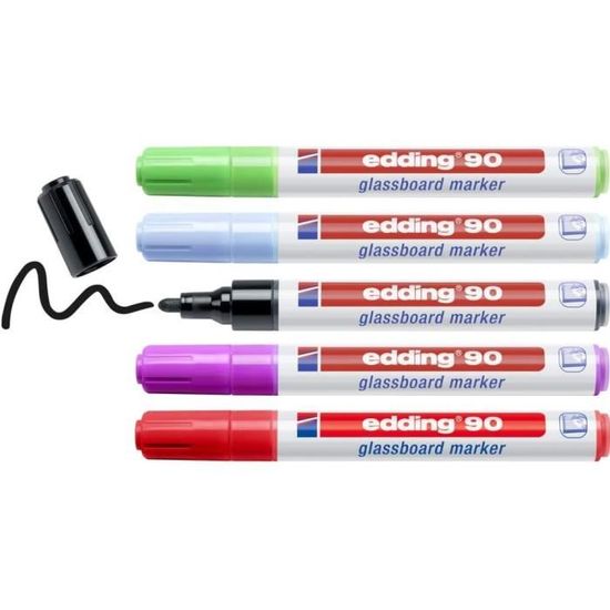 90 Marqueur Pour Tableaux En Verre - Multi-Couleur (Sombre) - Étui De 5 ...