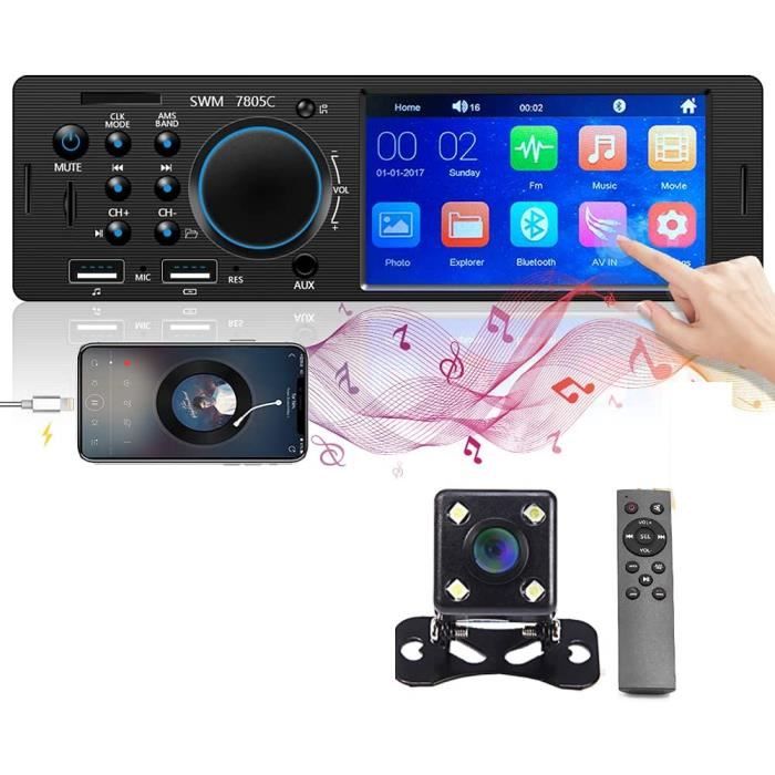 Autoradio bluetooth 1 din radio voiture récepteur avec écran tactile 4.1 pouces auto radio fm ...