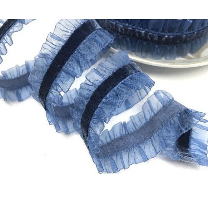 Tulle - noeud - ruban,Amole Organza Ruffle Elastic Lace Trim Velvet ...