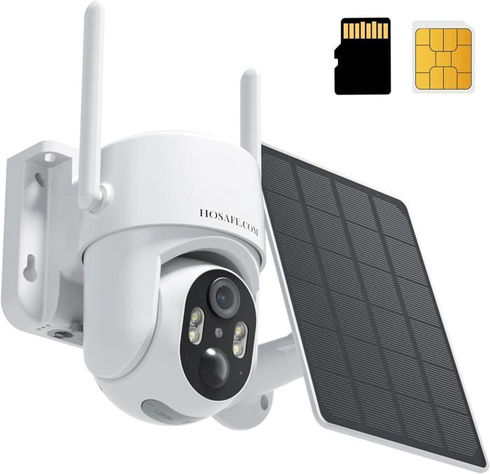 4G Lte Caméra Surveillance Solaire Avec Carte Sim, Camera Exterieur Sans Fil Batterie 2K Hd ...