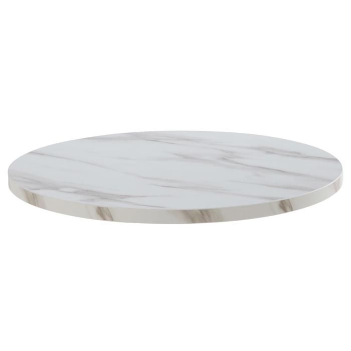 Plateau de table rond en mélaminé 60 cm marbre blanc - Oviala ...