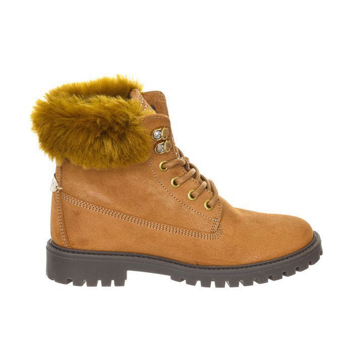 Bottines plates femme bout rond effet velours FLTMR4SUE10-brun brun ...