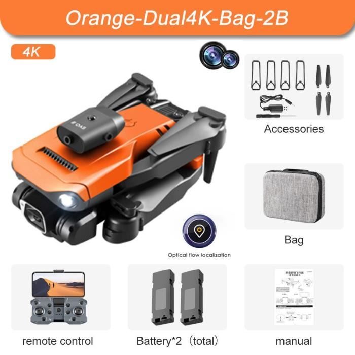 Orange Dual4K 2B-Nouveau Drone professionnel K6Pro RC 4K, caméra 1080P ...