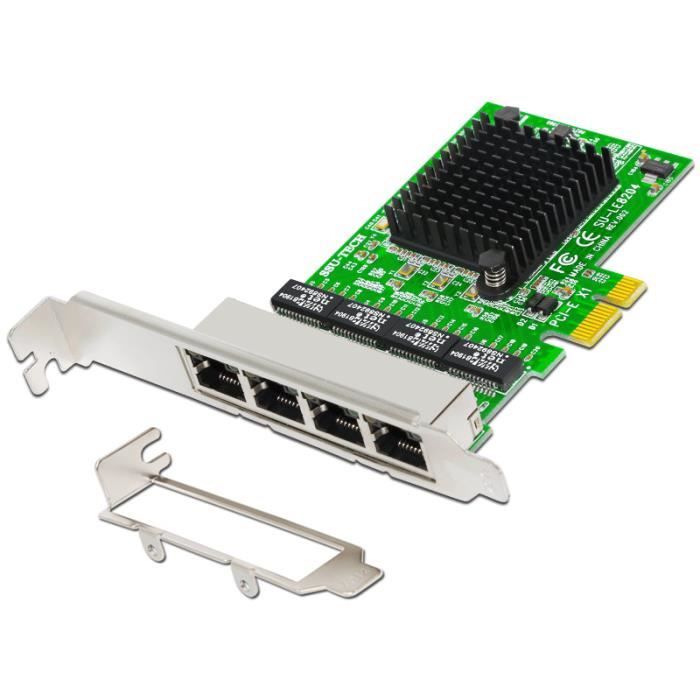 Vert - Carte réseau PCI Express, PCIE X1 à 4 ports RJ45, 1000Mbps ...